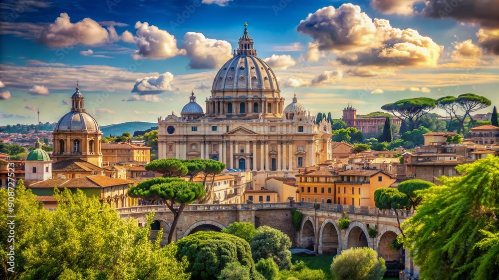 Serene summer scenery of Rome's historic cathedral the Vatican ...