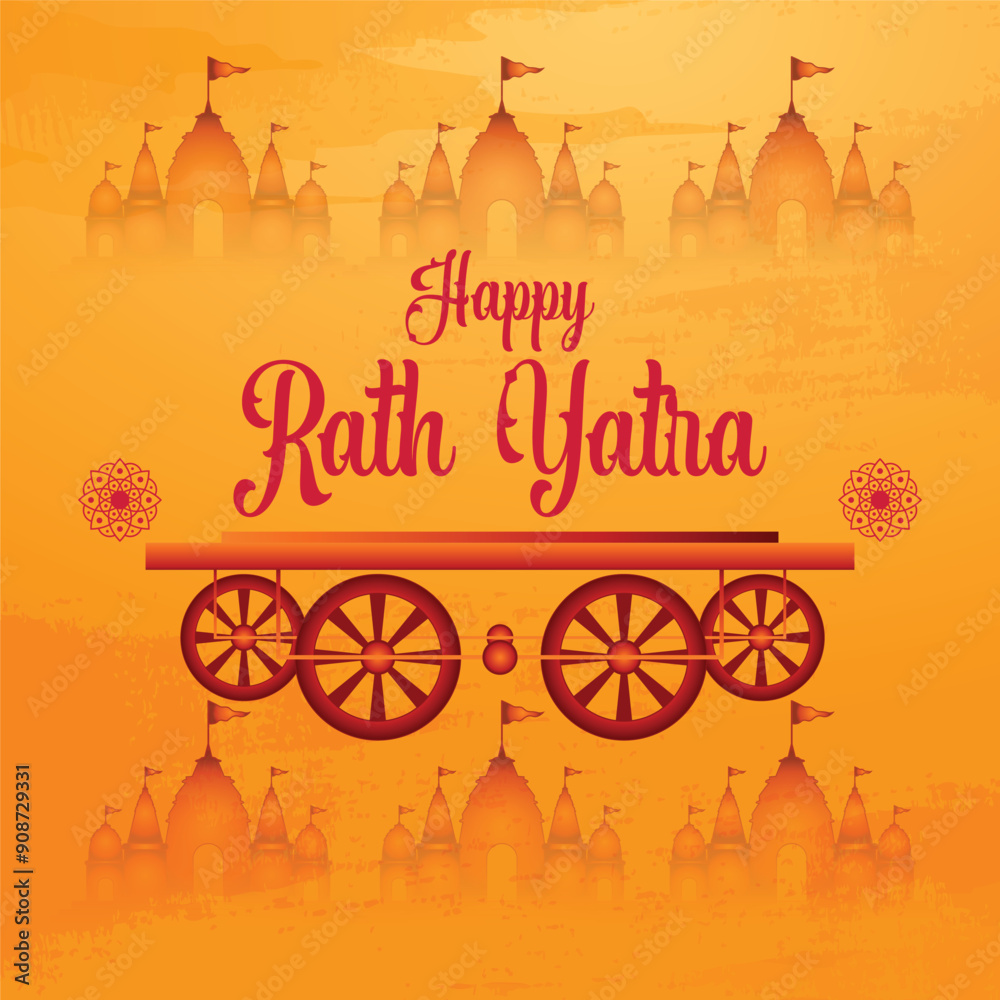 Happy Rath Yatra holiday background celebration for Lord Jagannath ...