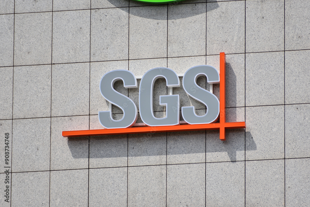 SGS testing, inspection and certification company logo, emblem, signage ...