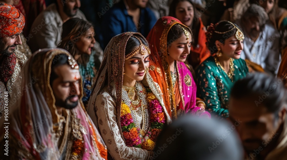 Celebrants gather for a Suri wedding ceremony, with the bride adorned ...