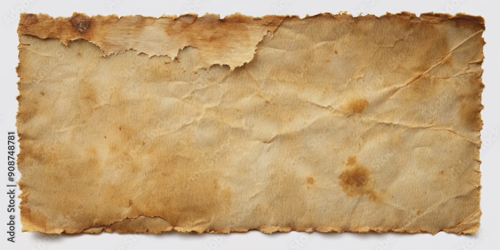 Vintage worn-out paper texture with ripped edges, wrinkles, and subtle ...