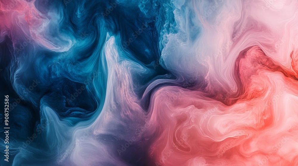 Flowing colors create abstract clouds in this modern, futuristic ...