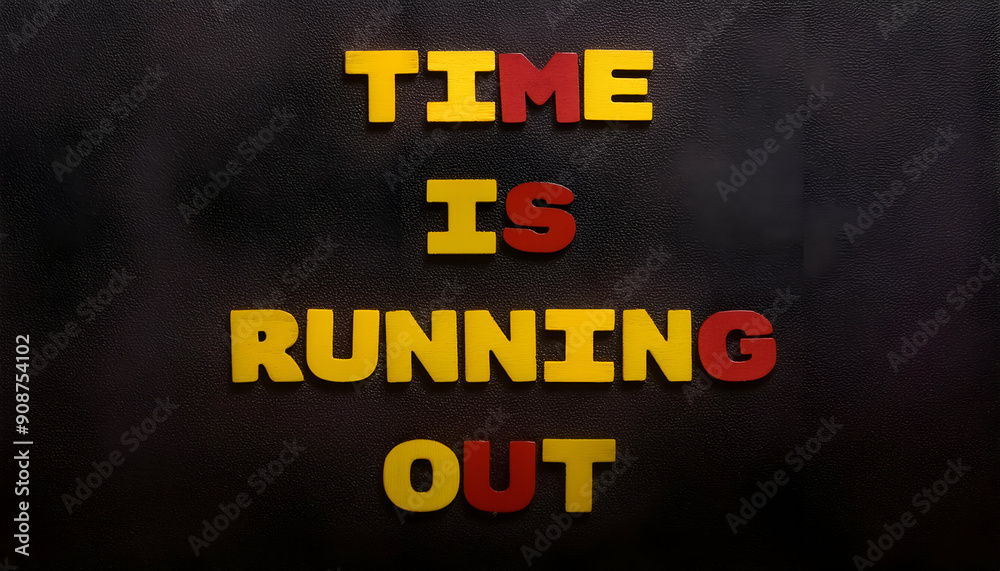 "TIME IS RUNNING OUT" from the word color-text black background ...