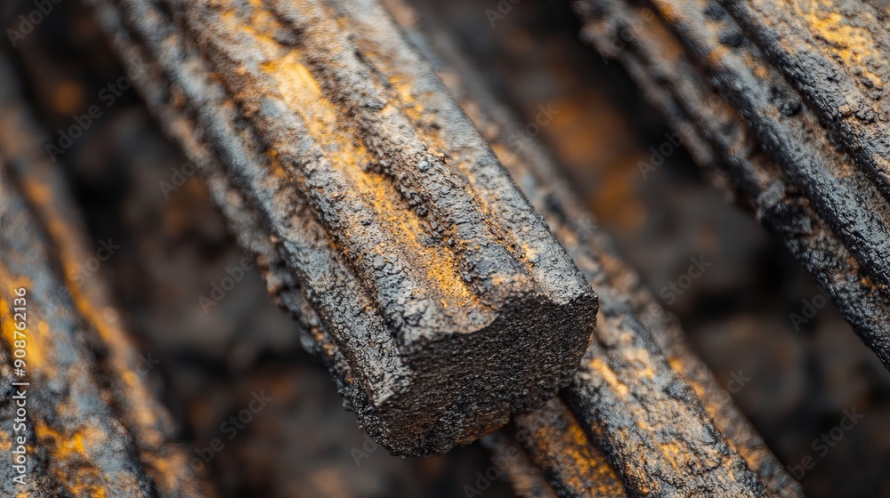 Metal rods used in concrete have a rough texture to improve their bond ...