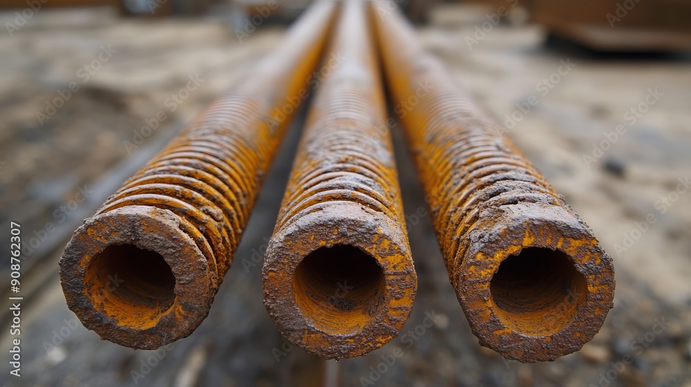 Metal rods used in concrete have a rough texture to improve their bond ...