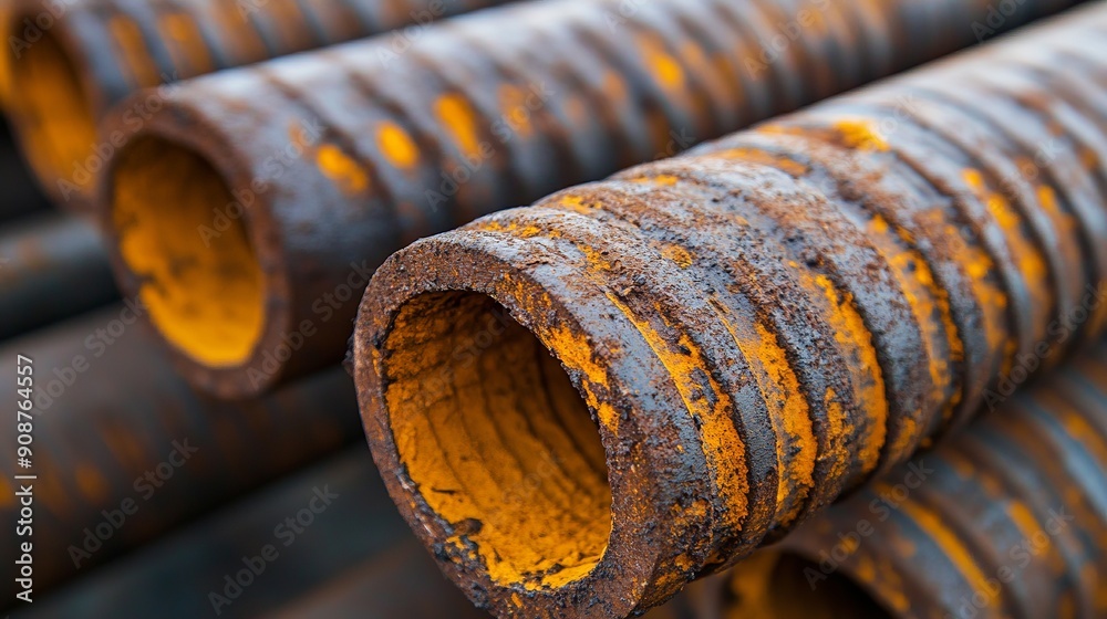 Metal rods used in concrete have a rough texture to improve their bond ...