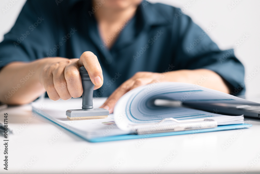 Legal document was stamped and approved by the authority in the office ...