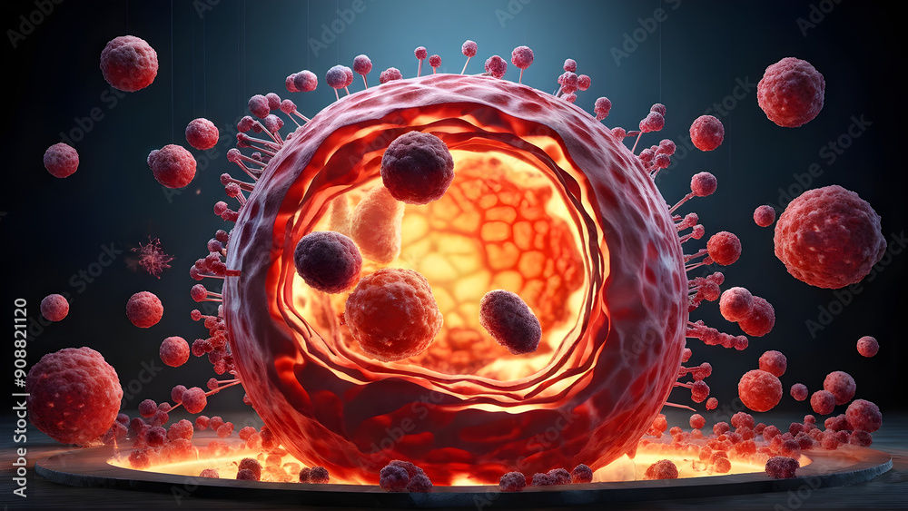 The progression of a tumor from a single cancerous cell to a massive ...