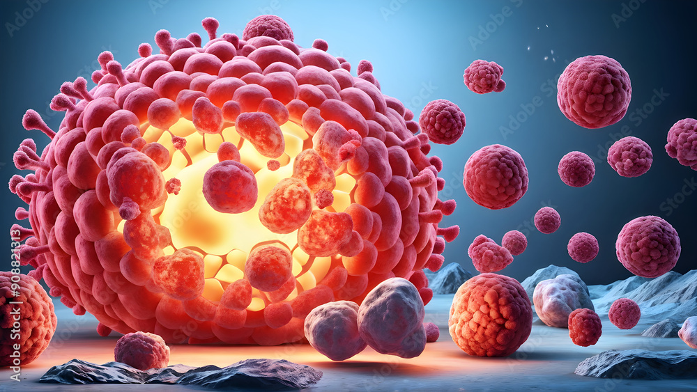 Graphical depiction of the stages of tumor development from one single ...