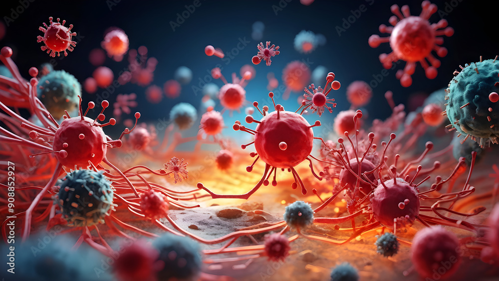 A cancer image showing how cancer cells and the immune system work ...