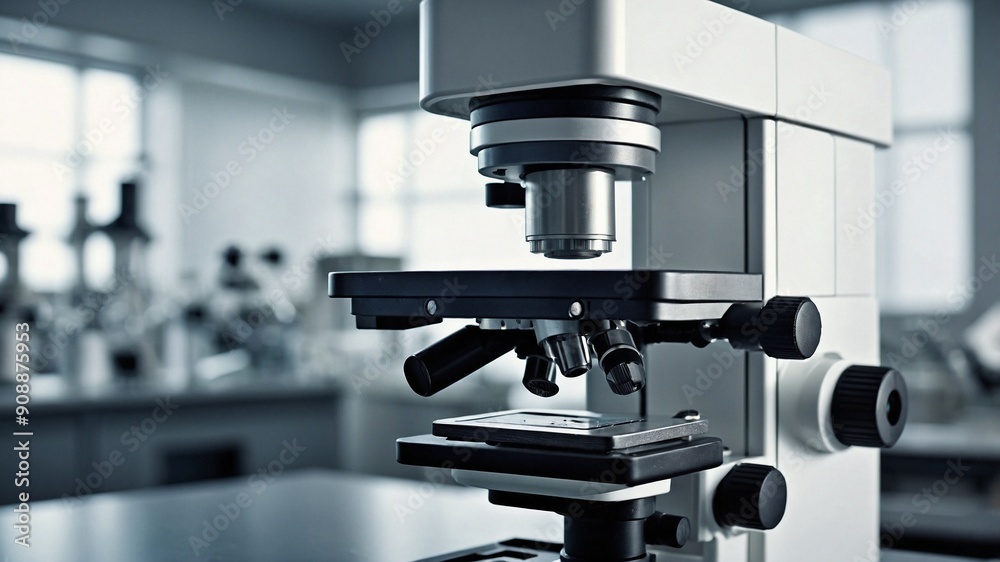 Laboratory Microscope on Clean Lab Bench. High-Quality Scientific ...