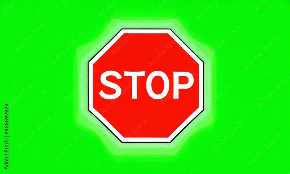 Stop Sign Animation with Alpha Channel: Transparent Background on Green ...