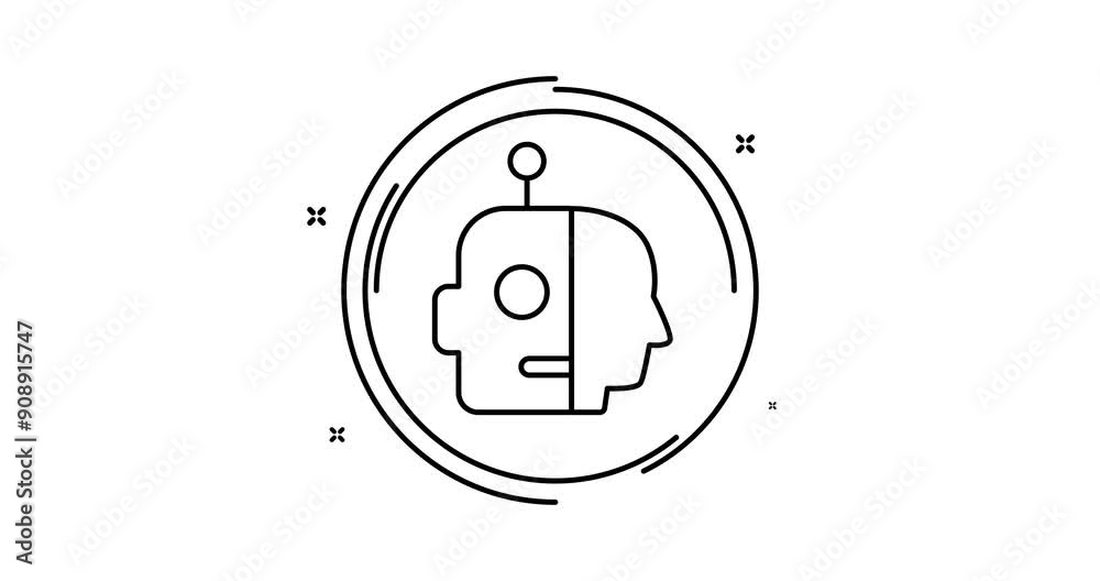 Artificial intelligence animated outline icon on white background ...