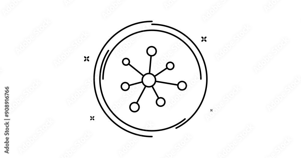 Mind map animated outline icon on white background. Mind map rotation ...