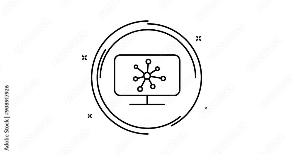 Mind map animated outline icon on white background. Mind map rotation ...