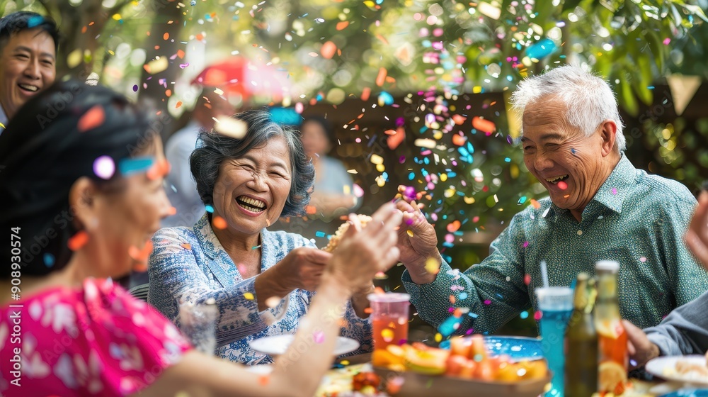 Family members share joy and laughter while celebrating together with ...