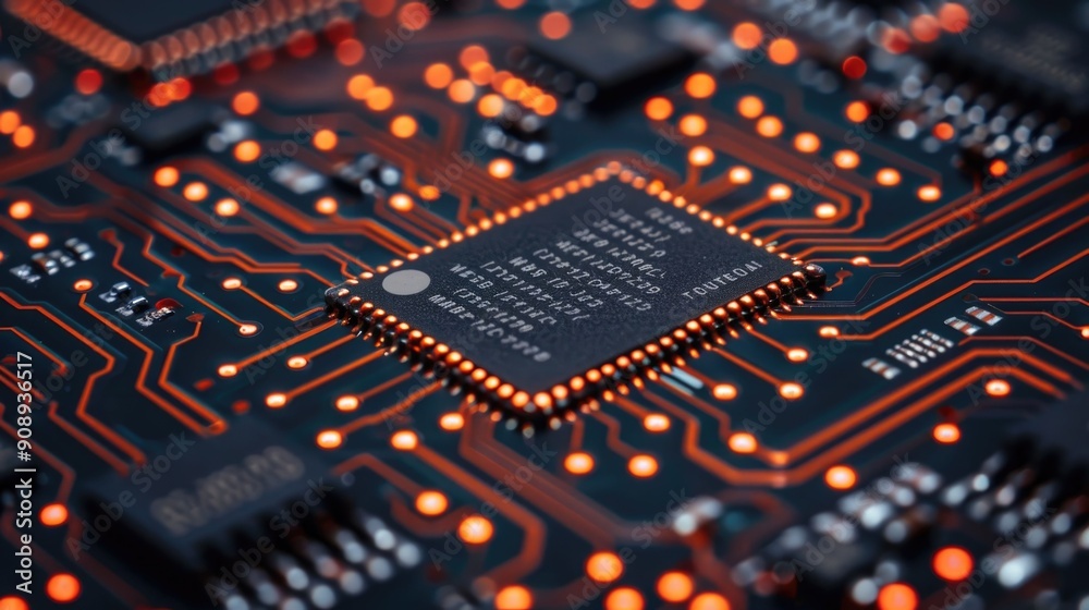 Detailed closeup photo of a circuit board with dual interface cards for ...