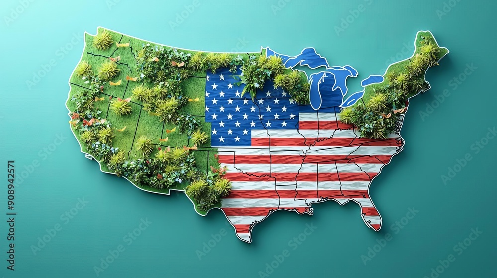 Patriot Day Remembrance Ceremony USA map, with decorative flag overlay ...