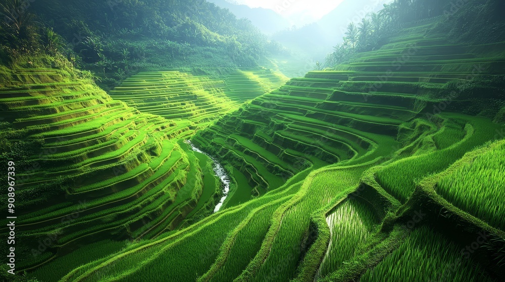 A breathtaking view of the Banaue Rice Terraces, showcasing the beauty ...