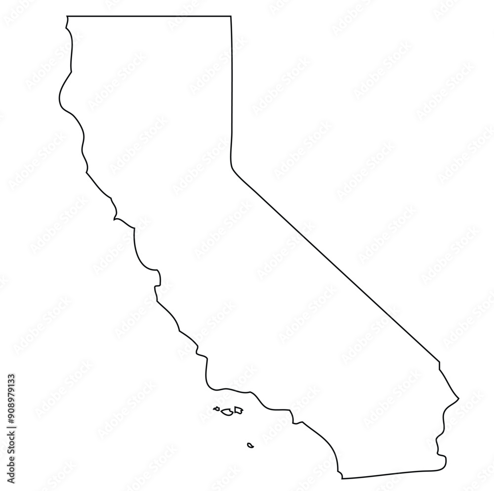 Outline of the map of the U.S. state of California Stock Vector | Adobe ...