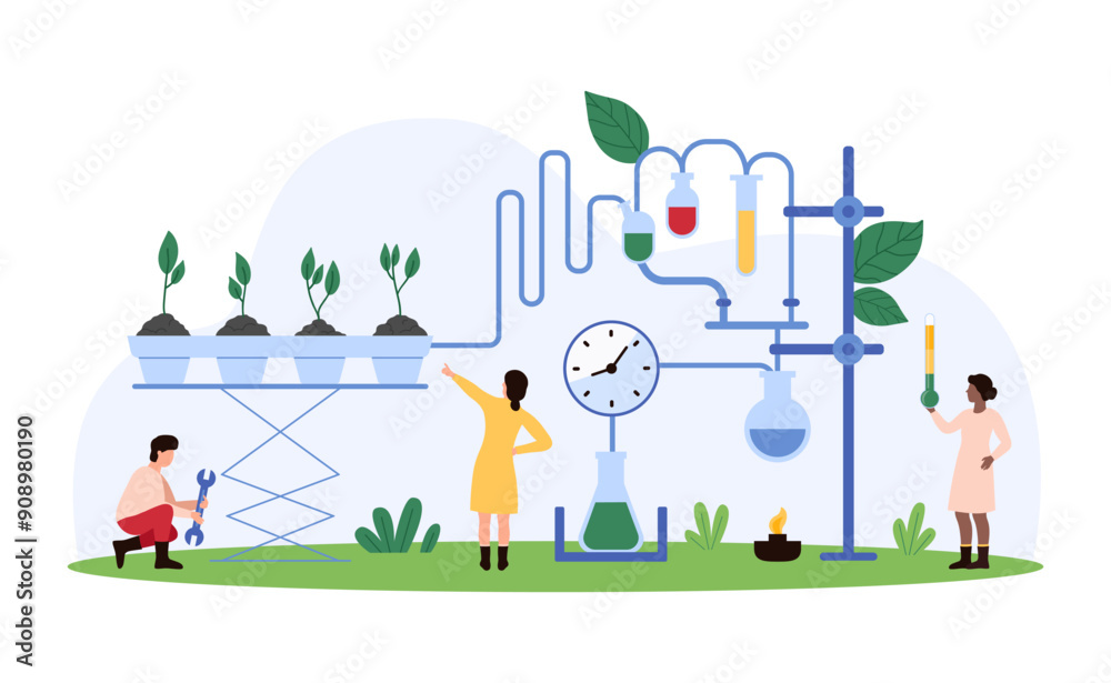 Scientists working on plant growth experiments in a high-tech lab ...