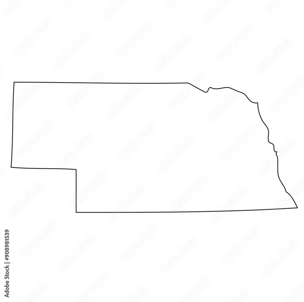 Outline of the map of the U.S. state of Nebraska Stock Vector | Adobe Stock
