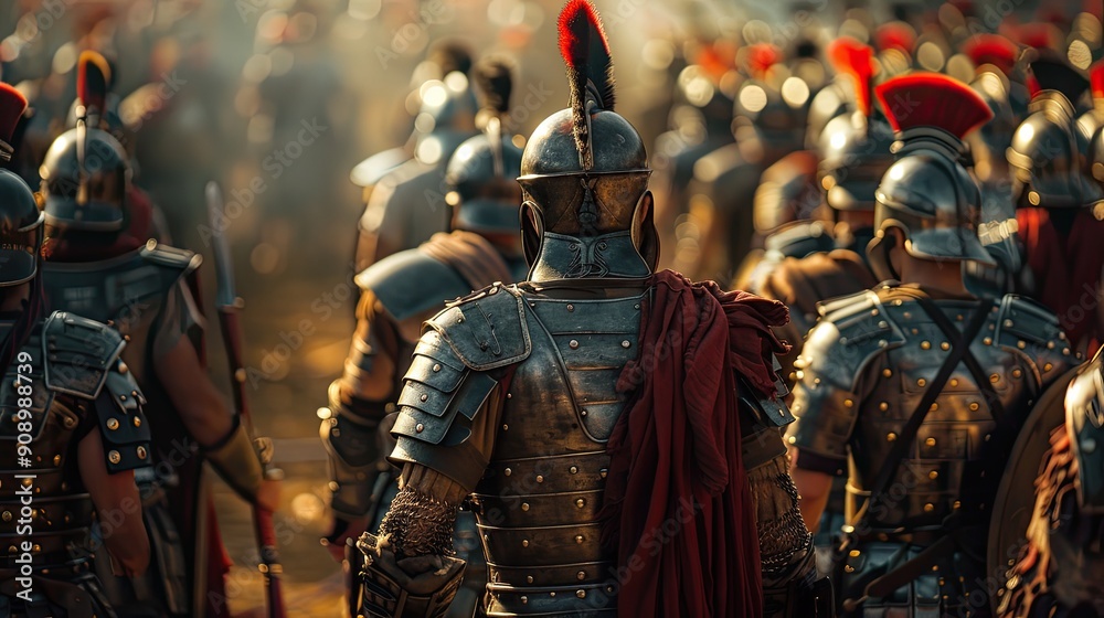 Epic portrayal of a significant moment in an ancient war, with warriors ...