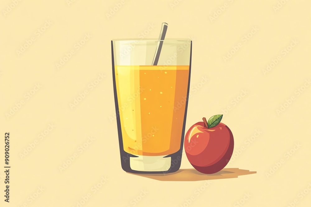 Apple cider, flat design, front view, beverage theme, animation ...