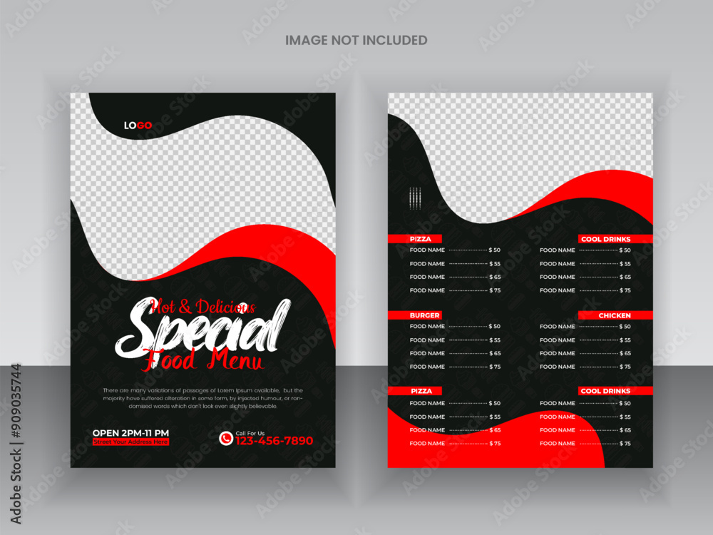 Restaurant Food Menu Design appetizer Template healthy food flyer and ...