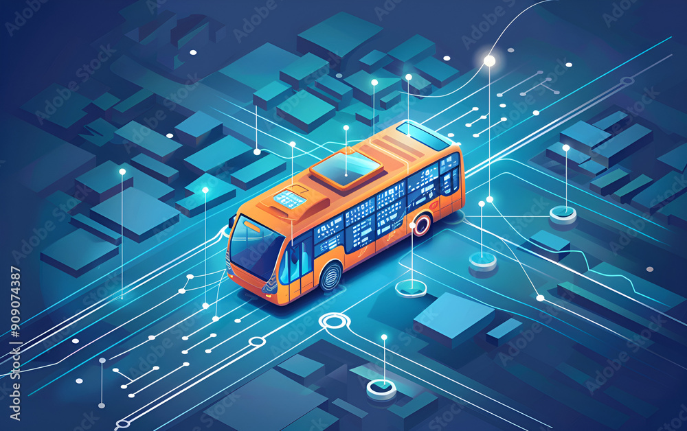 Autonomous Smart Cars on City Roads Illustration of Future ...