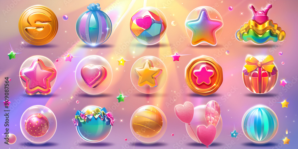 ภาพประกอบสต็อก Colorful Candy Land Sprite Sheet for Slot Game Design ...