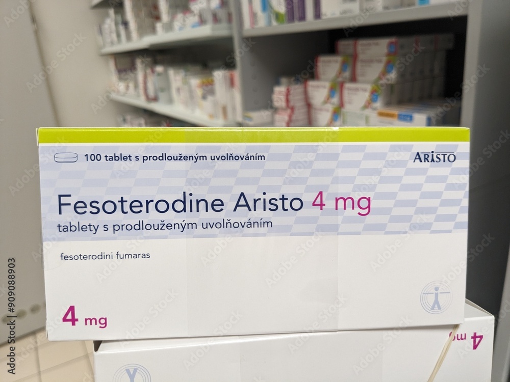Prague,Czech Republic-August 7 2024: FESOTERODINE ARISTO box of ...