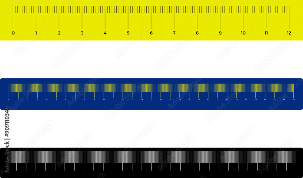 Graduated ruler vector illustration on a white background. Inch and ...
