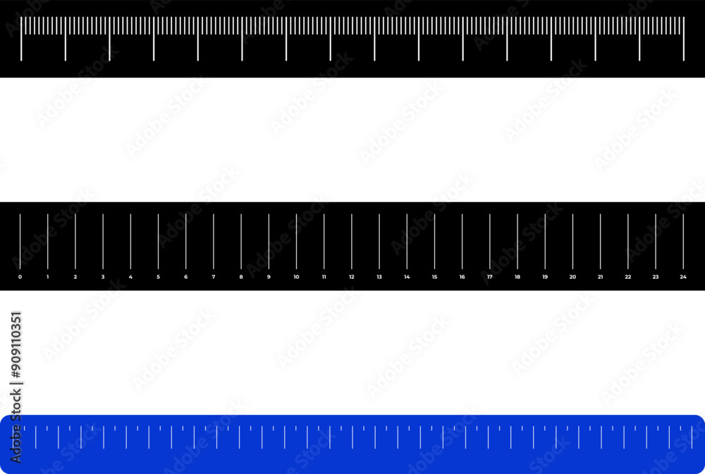 Graduated ruler vector illustration on a white background. Inch and ...