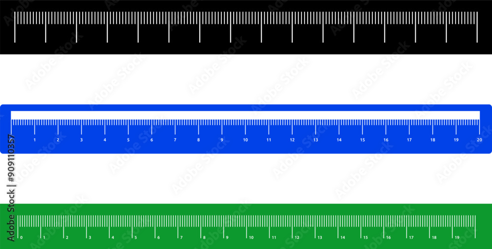Graduated ruler vector illustration on a white background. Inch and ...