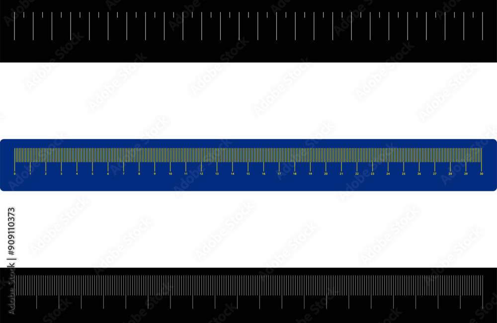 Graduated ruler vector illustration on a white background. Inch and ...