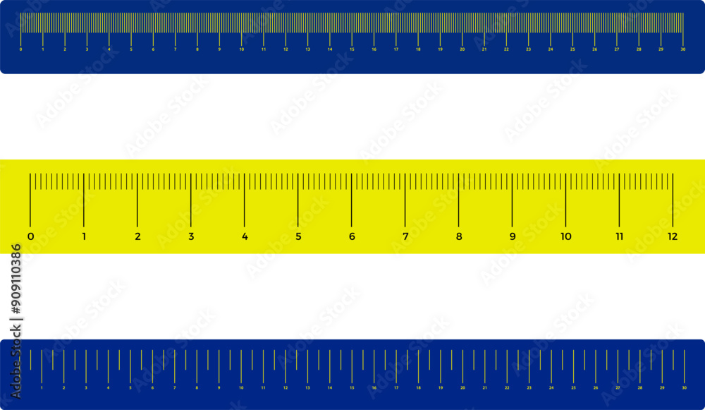 Graduated ruler vector illustration on a white background. Inch and ...