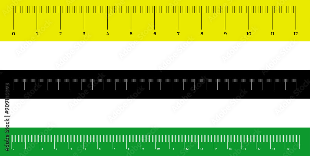 Graduated ruler vector illustration on a white background. Inch and ...