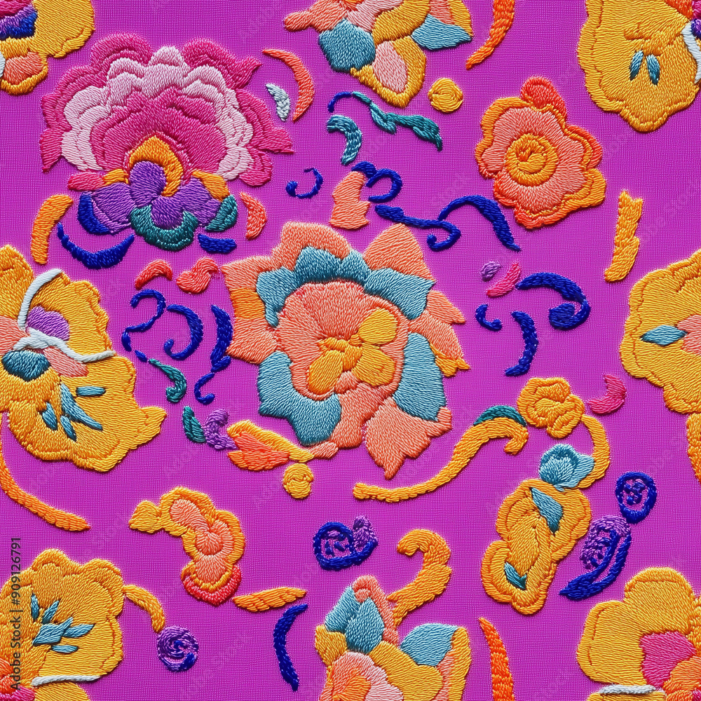 Seamless peranakan motifs, floral embroidery, seamless patterns ...