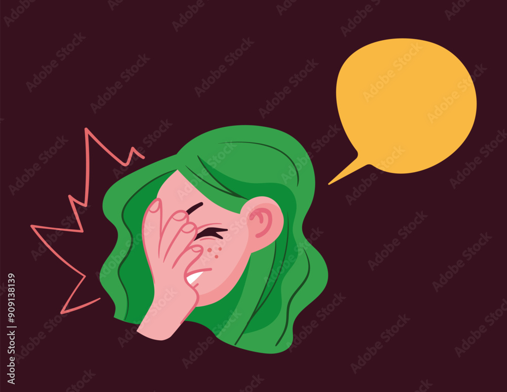 Angry anime girl character face with speech bubble graphic design ...