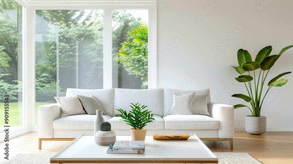Clean and organized living room with sanitized surfaces, fresh air, and ...