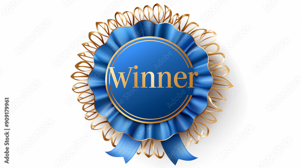 Blue rosette winner award of a first place prize for the triumph of an ...