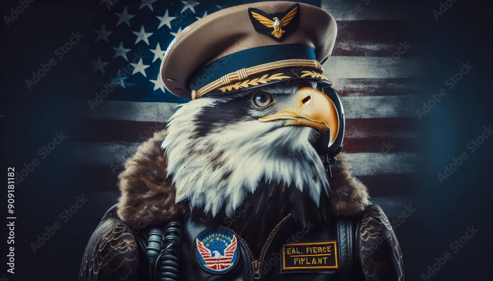 American Bald Eagle Pilot with Patriotism and Strength - A bald eagle ...