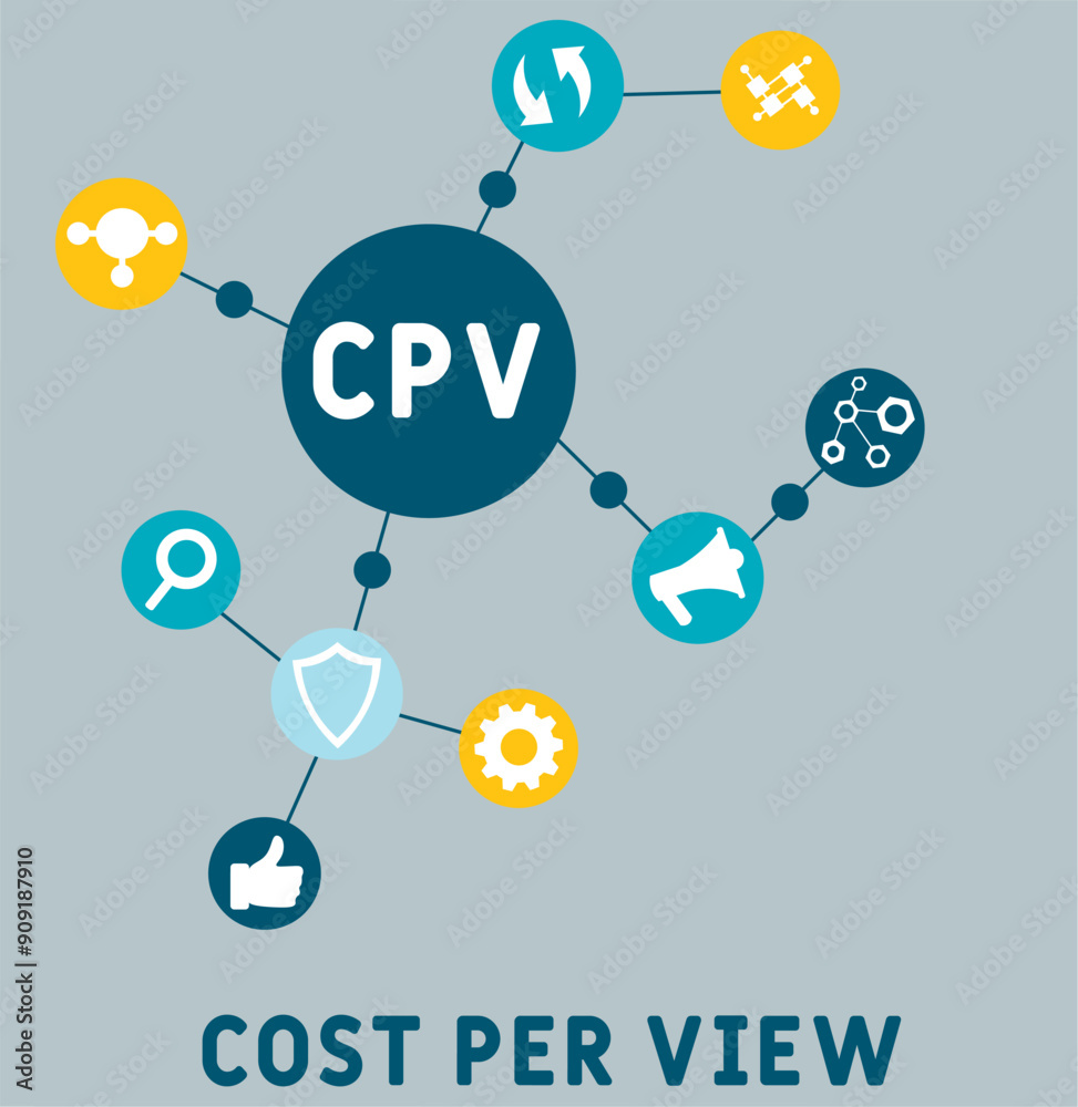 CPV - cost per view acronym. business concept background. vector ...