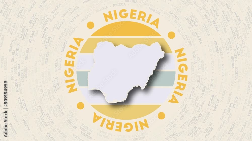 Nigeria logo intro. Badge with the circular name and map of country ...