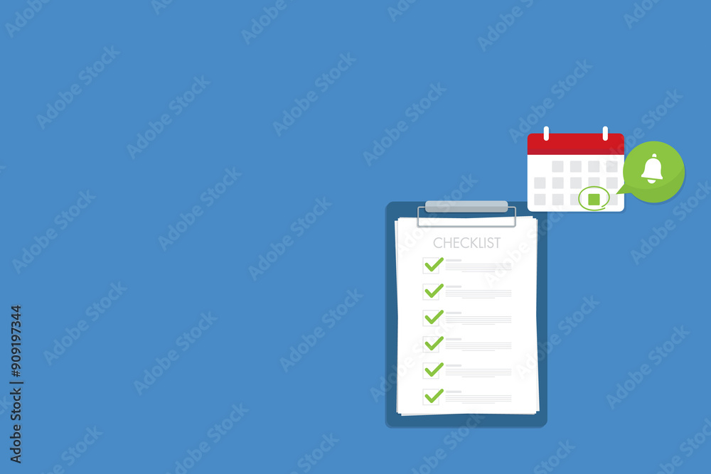 Check list document and calendar , paper check list and to do list with ...