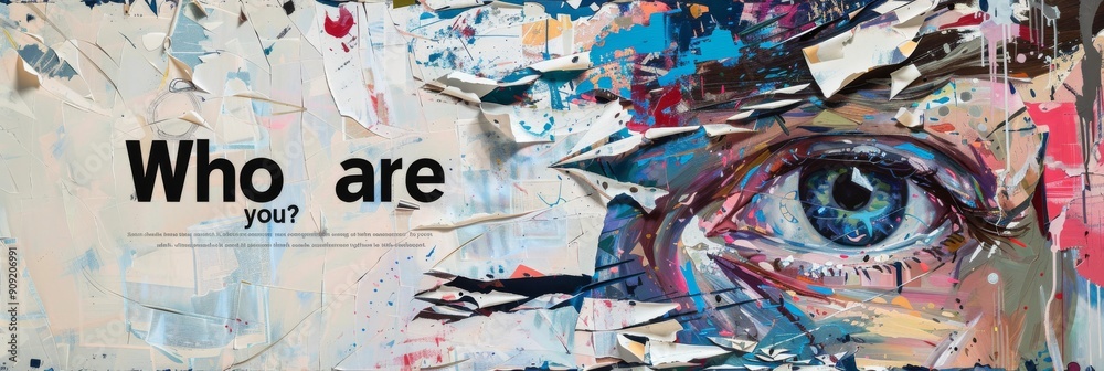 Explore personal identity with "Who are you?" emerging beneath torn ...