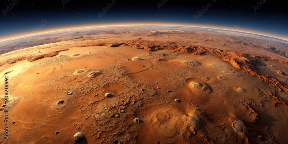 Martian Landscape A 360-Degree View of a Martian Surface with Craters ...