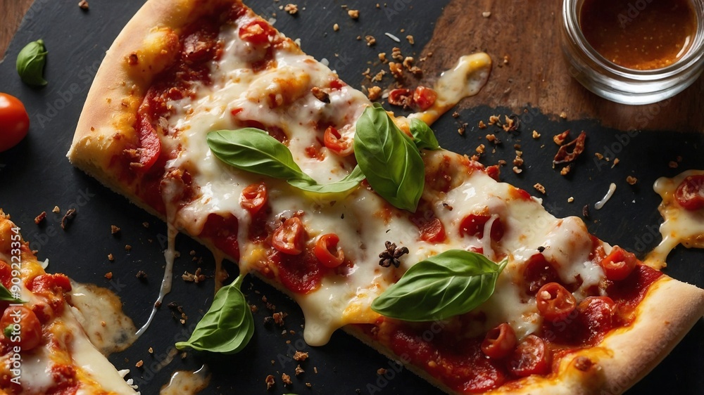 Gourmet Pizza Delight: Crispy Crust with Gooey Mozzarella, Spicy ...