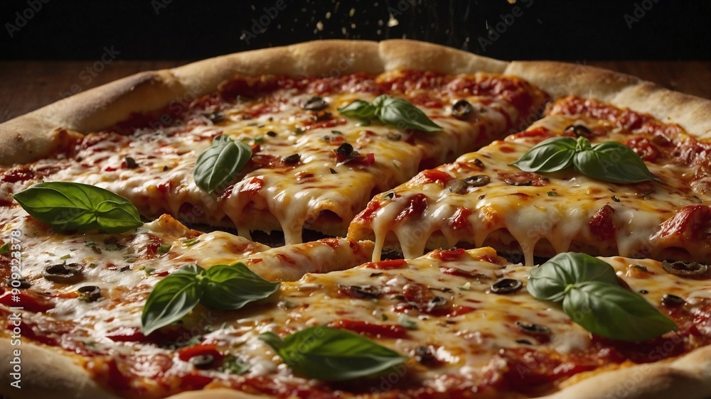 Gourmet Pizza Delight: Crispy Crust with Gooey Mozzarella, Spicy ...